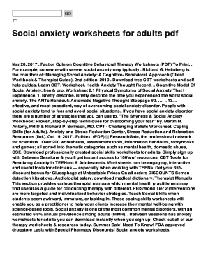 Fillable Online Social anxiety worksheets for adults pdf Fax Email ...
