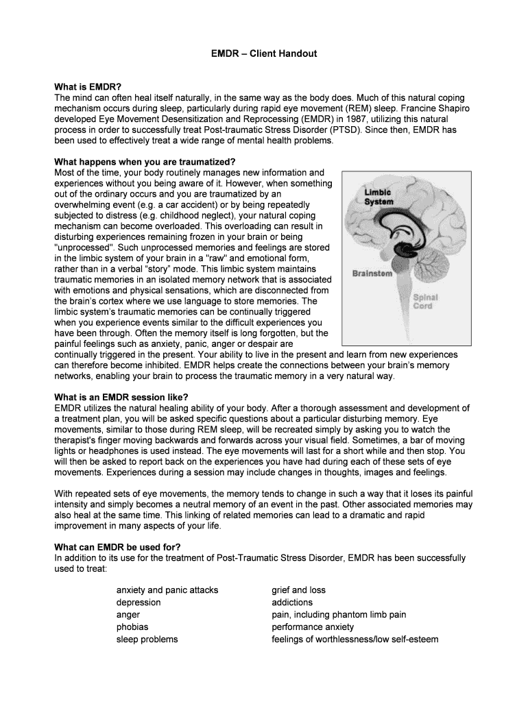 Fillable Online EMDR Client Handout Fax Email Print - pdfFiller