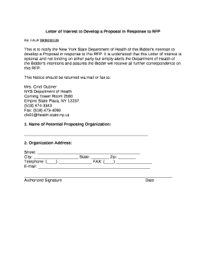 Letter of Interest to Develop a Proposal in Response to RFP Doc ...