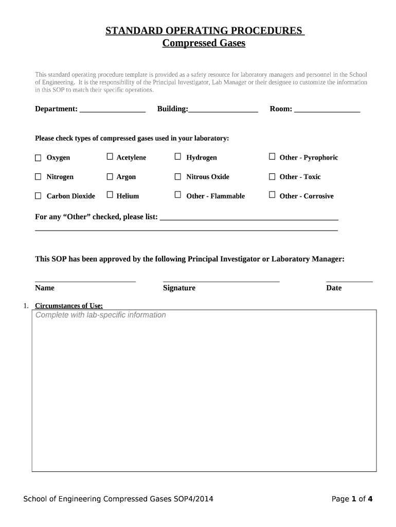 Safe Operating Procedure Template - University of South Florida Doc ...