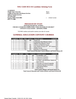 WSU CEHS MCE SS Candidate Advising Doc Template | pdfFiller