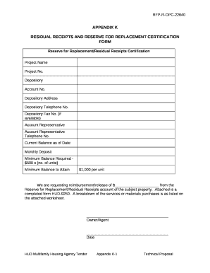 RESIDUAL RECEIPTS AND RESERVE FOR REPLACEMENT CERTIFICATION Doc ...