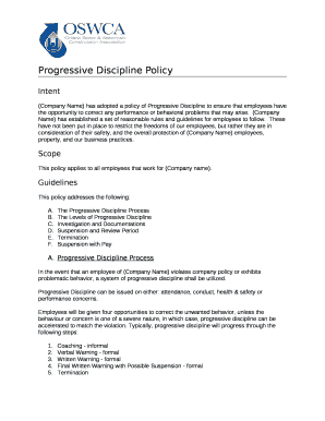 Progressive Discipline Template | pdfFiller