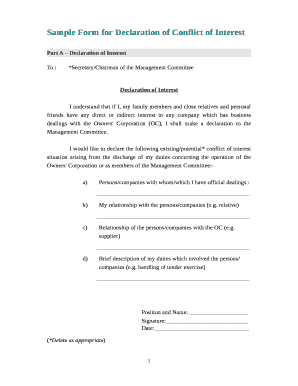 Part A Declaration of Interest Doc Template | pdfFiller