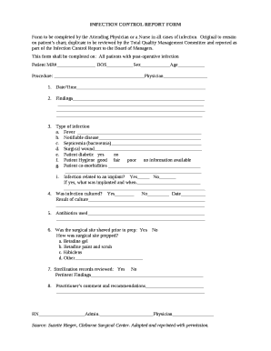 INFECTION CONTROL REPORT Doc Template | pdfFiller