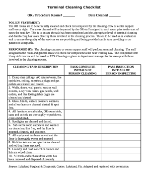terminal house keeping routine check list Doc Template | pdfFiller