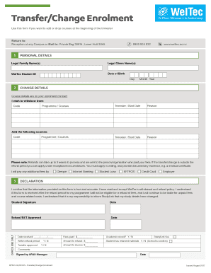 Fillable Online Transfer/Change Enrolment Fax Email Print - pdfFiller