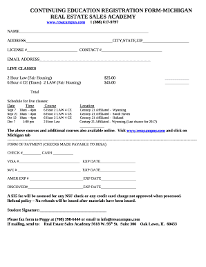 CONTINUING EDUCATION REGISTRATION -MICHIGAN Doc Template | pdfFiller