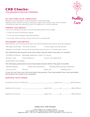 CRB Checks: Doc Template | pdfFiller