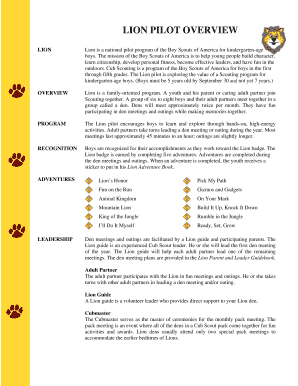 Fillable Online LION PILOT OVERVIEW Fax Email Print - pdfFiller