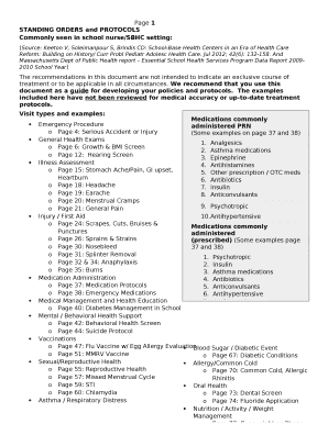 STANDING ORDERS and PROTOCOLS Doc Template | pdfFiller