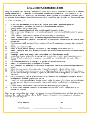 FFA Officer Commitment Doc Template | pdfFiller