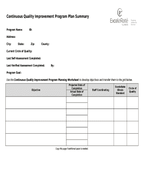 continuous quality improvement program planning worksheet Doc Template ...