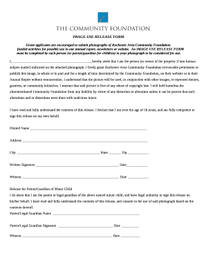 IMAGE USE RELEASE Doc Template | pdfFiller