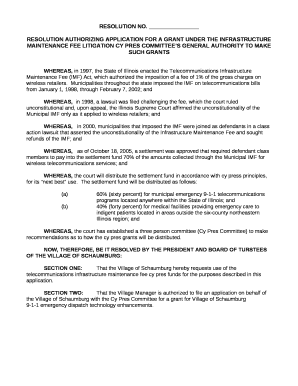 RESOLUTION AUTHORIZING APPLICATION FOR A GRANT UNDER THE INFRASTRUCTURE ...