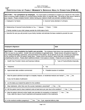 Certification of Family Members Serious Health Condition (FMLA) Doc ...