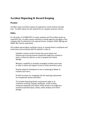 Accident Reporting & Record Keeping Doc Template | pdfFiller