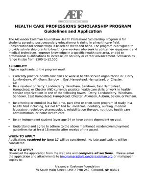 HEALTH CARE PROFESSIONS SCHOLARSHIP PROGRAM Doc Template | pdfFiller
