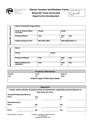 New Owner Income Verification - dor wa Doc Template | pdfFiller