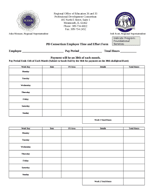 PD Consortium Employee Time and Effort Doc Template | pdfFiller