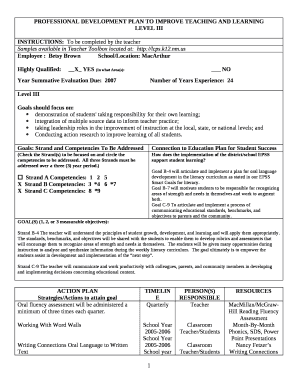PROFESSIONAL DEVELOPMENT PLAN TO IMPROVE TEACHING AND LEARNING Doc ...