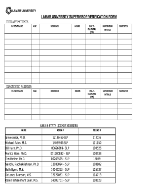LAMAR UNIVERSITY SUPERVISOR VERIFICATION - fineartscomm lamar Doc ...