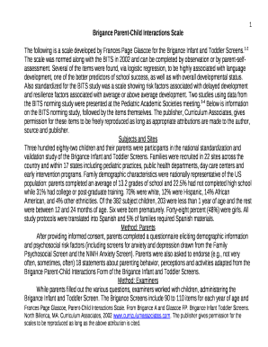 Brigance Parent-Child Interactions Scale Doc Template | pdfFiller