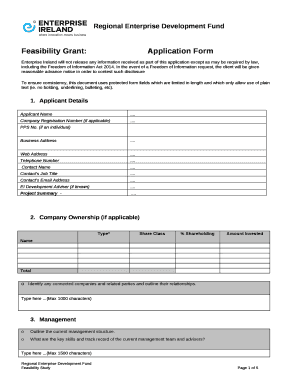 Feasibility Grant:Application Doc Template | pdfFiller