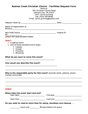 Boones Creek Christian Church Facilities Request Doc Template | pdfFiller