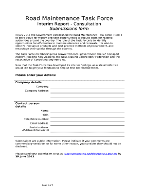 Road Maintenance Task Force Doc Template | pdfFiller