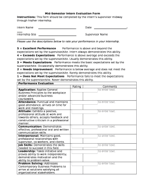 Mid-Semester Intern Evaluation Doc Template | pdfFiller