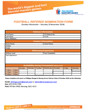 Fillable Online FOOTBALL REFEREE NOMINATION FORM Fax Email Print ...