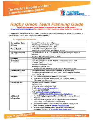 Fillable Online Rugby Union Team Planning Guide Fax Email Print - pdfFiller