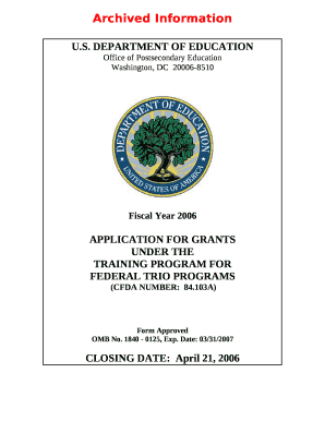 FEDERAL TRIO PROGRAMS - www2 ed Doc Template | pdfFiller