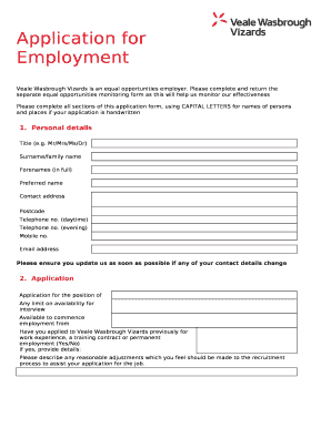 Veale Wasbrough Vizards is an equal opportunities employer Doc Template ...