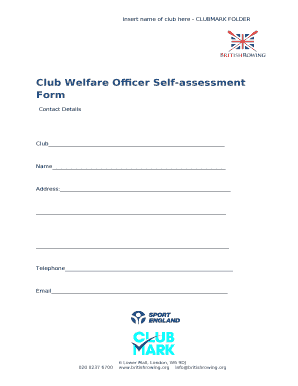 Club Welfare Officer Self-assessment Doc Template | pdfFiller