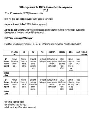 WPBA requirement for ARCP submission Gateway review Doc Template ...