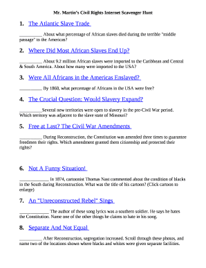 civil rights internet scavenger hunt Doc Template | pdfFiller