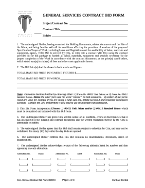 GENERAL SERVICES CONTRACT BID - city kcmo Doc Template | pdfFiller
