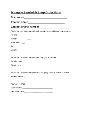 D'angelo Sandwich Shop Order Doc Template | pdfFiller