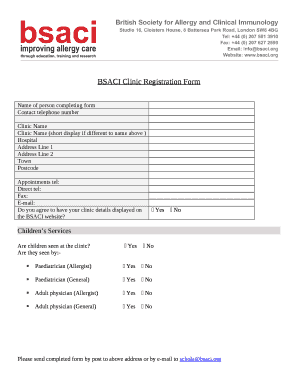 BSACI Clinic Registration Doc Template | pdfFiller