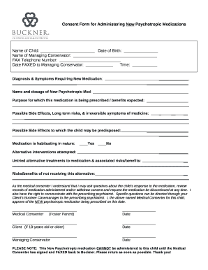 Consent for Administering New Psychotropic Medications Doc Template ...