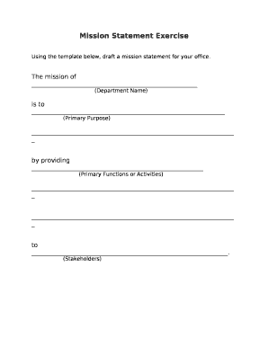 mission statement exercise Doc Template | pdfFiller
