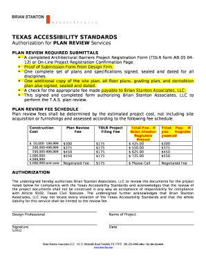 TEXAS ACCESSIBILITY STANDARDS Doc Template | pdfFiller