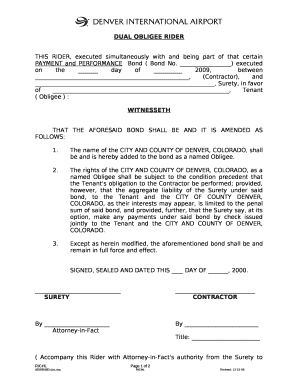 DUAL OBLIGEE RIDER Doc Template | pdfFiller
