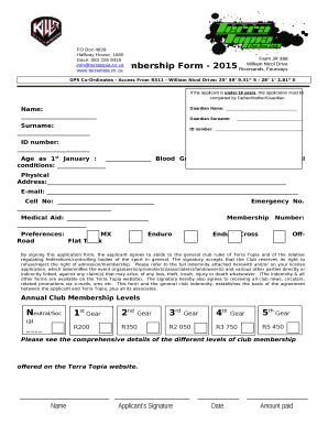 Youth Club Membership Form Template | pdfFiller