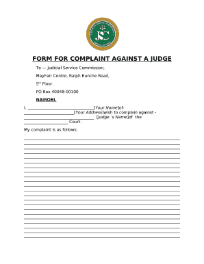 FOR COMPLAINT AGAINST A JUDGE Doc Template | pdfFiller