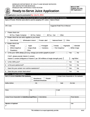 MISSOURI WIC APPROVED FOOD REVIEW - health mo Doc Template | pdfFiller