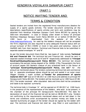 NOTICE INVITING TENDER AND Doc Template | pdfFiller