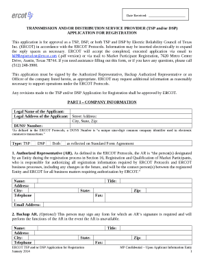 This application is for approval as a TSP, DSP, or both TSP and DSP by ...